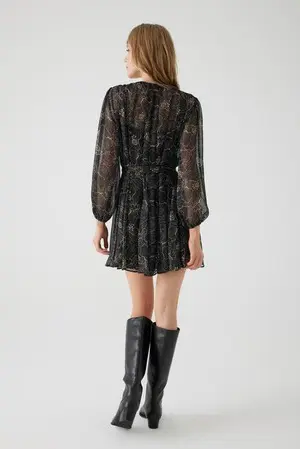 EXQUISE Abina Long Sleeve Chiffon Mini Dress