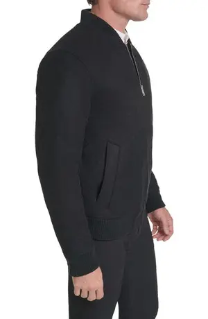 KENNETH COLE Wool Blend Bomber Jacket - Black