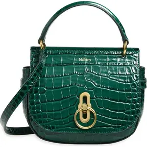 Mulberry Small Amberley Croc Embossed Leather Satchel - Emerald