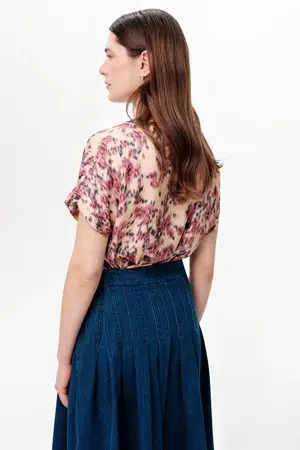 EXQUISE Dropped Sleeve Satin Blouse