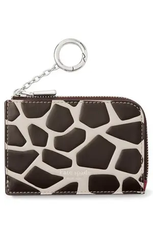 Kate Spade New York Giraffe Print Leather Mini Zip Card Case