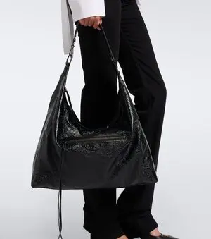 Balenciaga Le City Large Leather Shoulder Bag - Black