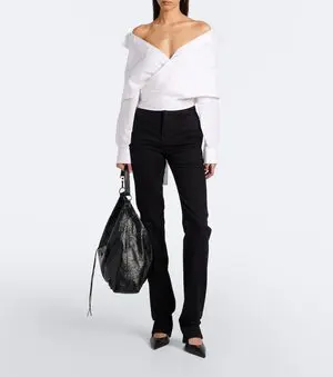 Balenciaga Le City Large Leather Shoulder Bag - Black
