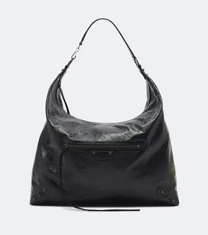 Balenciaga Le City Large Leather Shoulder Bag - Black