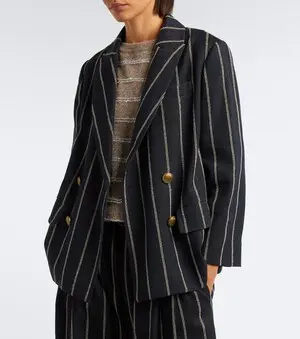 Brunello Cucinelli Striped Cotton And Linen Blazer