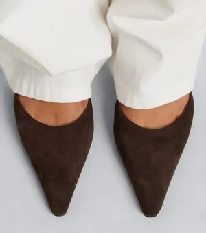 THE ROW Inez Suede Slingback Pumps