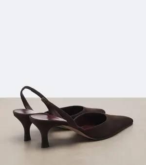 THE ROW Inez Suede Slingback Pumps