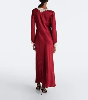 Rixo Larah Lace-trimmed Satin Maxi Dress