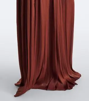 Costarellos Silla Cut-out Pleated Lurex® Georgette Gown - Brown