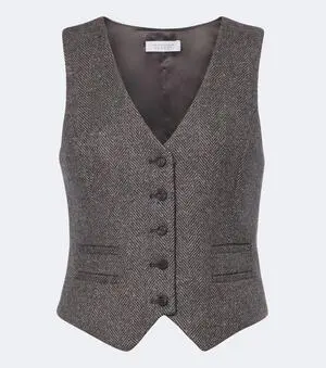 Gabriela Hearst Coleridge Herringbone Cashmere And Wool Vest - Grey