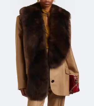 Valentino Garavani Shearling-trimmed Silk And Wool Jacket