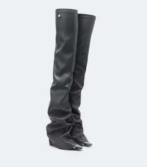 Attico Robin Snake-effect Over-the-knee Boots - Grey