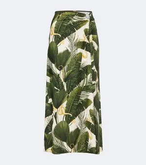 Johanna Ortiz Gathered Printed Midi Skirt