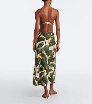 Johanna Ortiz Gathered Printed Midi Skirt
