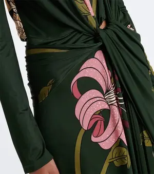 Johanna Ortiz Draped Printed Jersey Midi Dress