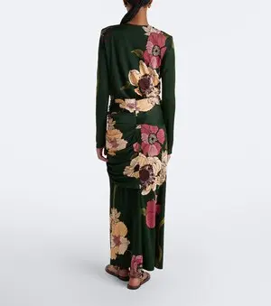 Johanna Ortiz Draped Printed Jersey Midi Dress
