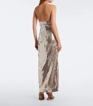 Attico Sequined Halterneck Midi Dress