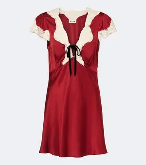 Rixo Lacie Lace-trimmed Satin Minidress