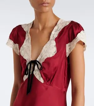 Rixo Lacie Lace-trimmed Satin Minidress