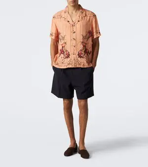 BODE Bronco Printed Silk Baseball Shirt - Orange