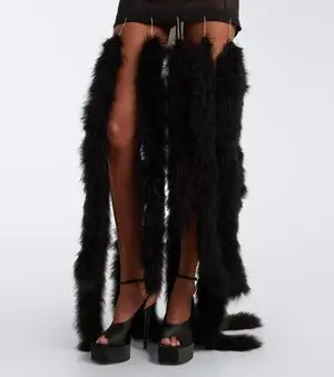 Attico Feather-trimmed Halterneck Maxi Dress