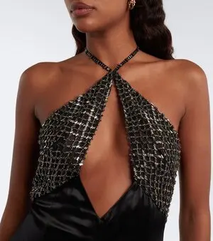 Attico Cutout Embellished Satin Gown