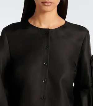 Carolina Herrera Floral-appliqué Silk Top