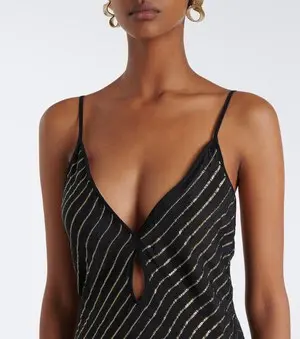 Johanna Ortiz Striped Tiered Silk-blend Gown