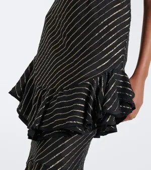 Johanna Ortiz Striped Tiered Silk-blend Gown