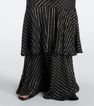 Johanna Ortiz Striped Tiered Silk-blend Gown