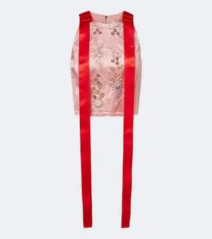 Erdem Bow-detail Embellished Satin Crop Top - Pink