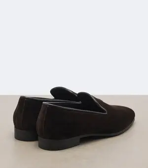 THE ROW Marc Leather-trimmed Velvet Loafers