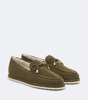 TOD'S Gommino® Shearling-lined Suede Boat Shoes - Green
