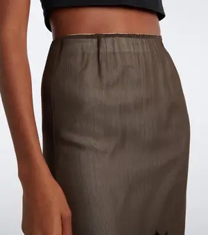 Attico Feather-trimmed Striped Midi Skirt