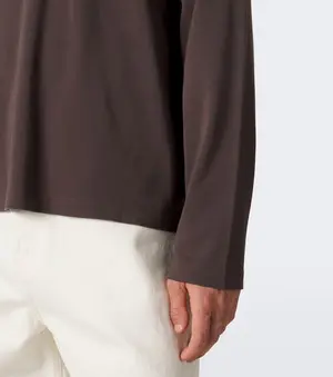 FRAME Cotton Jersey Henley Shirt - Brown