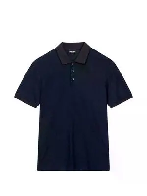 Giorgio Armani Geometric-patterned Short-sleeved Polo Shirt - Blue