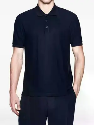 Giorgio Armani Geometric-patterned Short-sleeved Polo Shirt