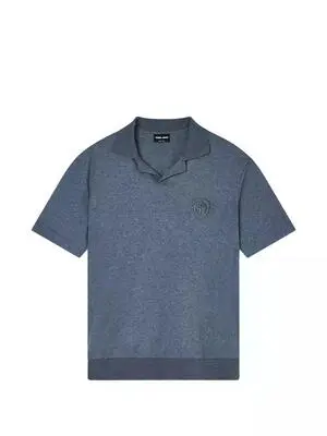 Giorgio Armani Logo-patch Short-sleeved Polo Shirt - Blue