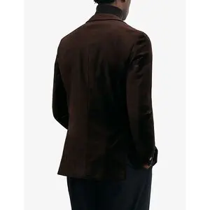 REISS Aspara Tailored-fit Stretch-velvet Blazer - Brown