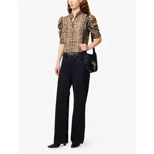FRAME The Gillian Snake-print Silk Top