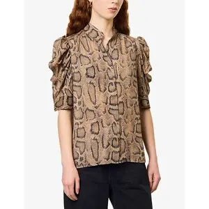 FRAME The Gillian Snake-print Silk Top
