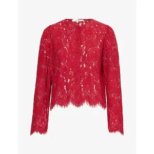 FRAME Scalloped-hem Lace Blouse