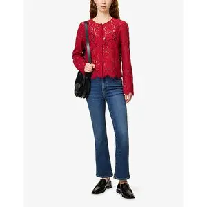 FRAME Scalloped-hem Lace Blouse