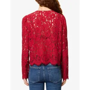FRAME Scalloped-hem Lace Blouse