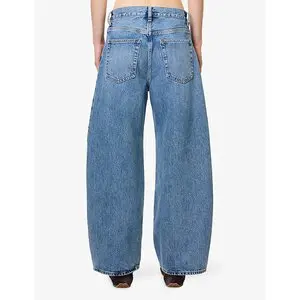 FRAME The Bow Crop Wide-leg High-rise Denim Jeans