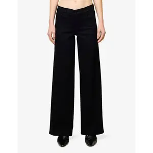 FRAME Le Slim Palazzo Low-rise Stretch-denim Jeans - Black