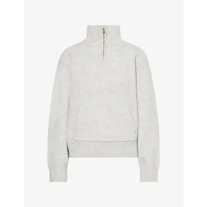 THE COUTURE CLUB Chenille Emblem Funnel-neck Knitted Jumper - Grey