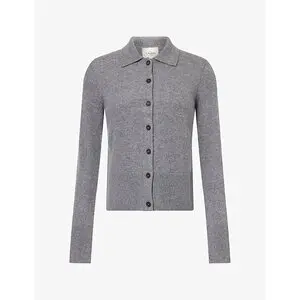 Le Kasha Ribbed-trims Cashmere Knitted Polo Cardigan - Mid Grey