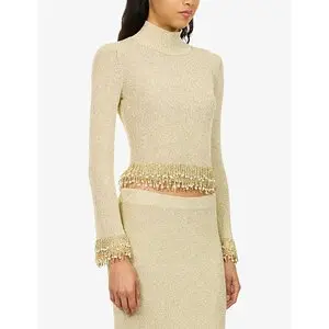 Simkhai Tali Embellished Metallic Top
