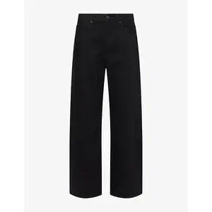 FRAME The Bow Wide-leg High-rise Denim Jeans - Black